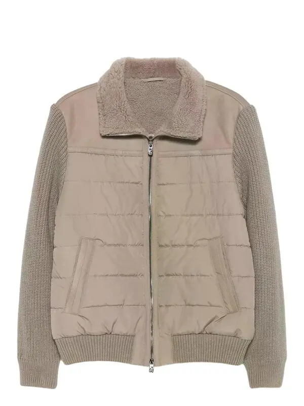 Corneliani Quilted Coat With Shearling Collar - Neutrals