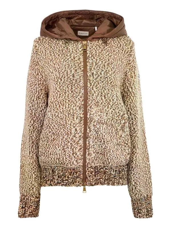 Moncler Hooded Zip Cardigan - Brown