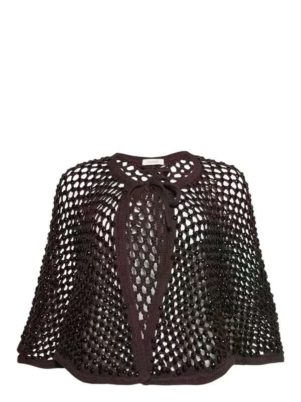 DIOTIMA Beaded Openwork Capelet - Brown