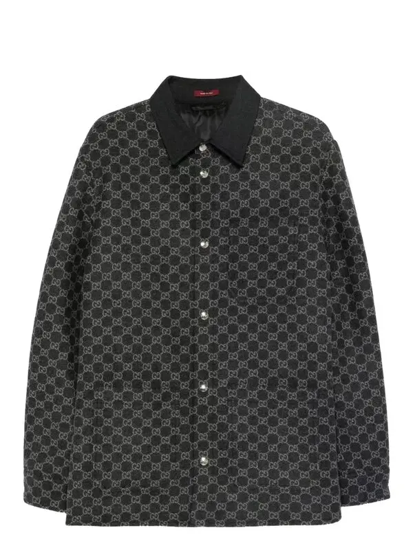 Gucci Monogram Buttoned Jacket - Black