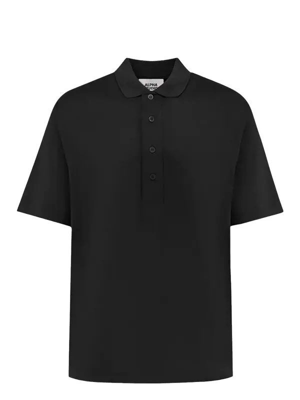 ALPHA STYLE Short-sleeve Polo Shirt - Black