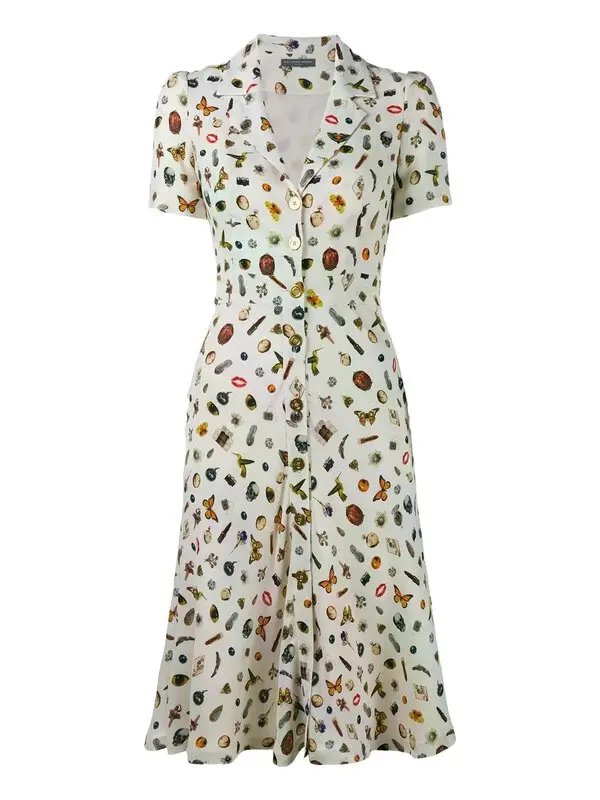 Alexander McQueen Obsession Print Shirt Dress - Yellow