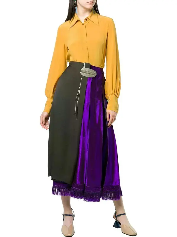Marni Asymmetric Wrap Front Maxi Skirt - Brown