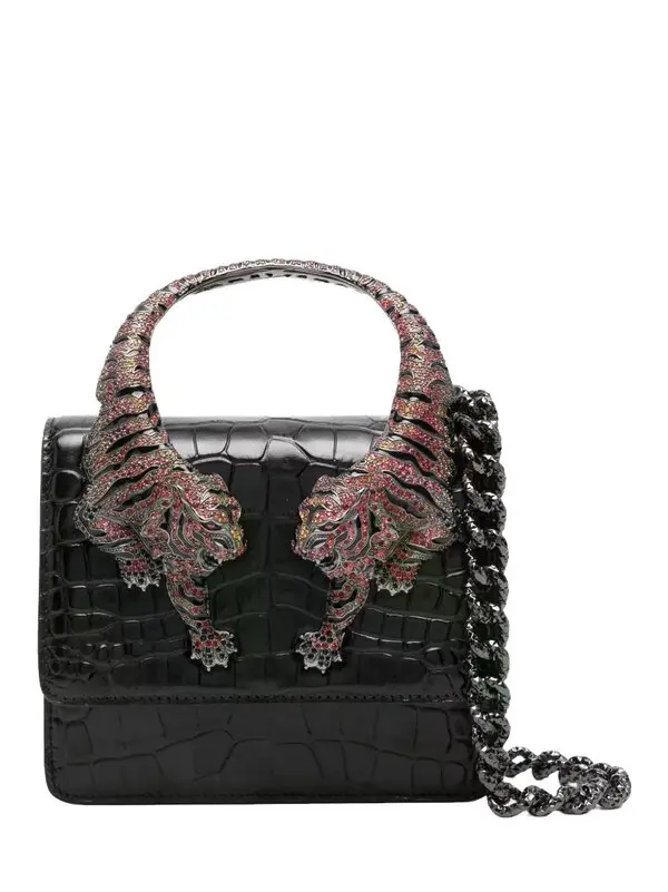 Roberto Cavalli Tiger-embellished Shoulder Bag - Black
