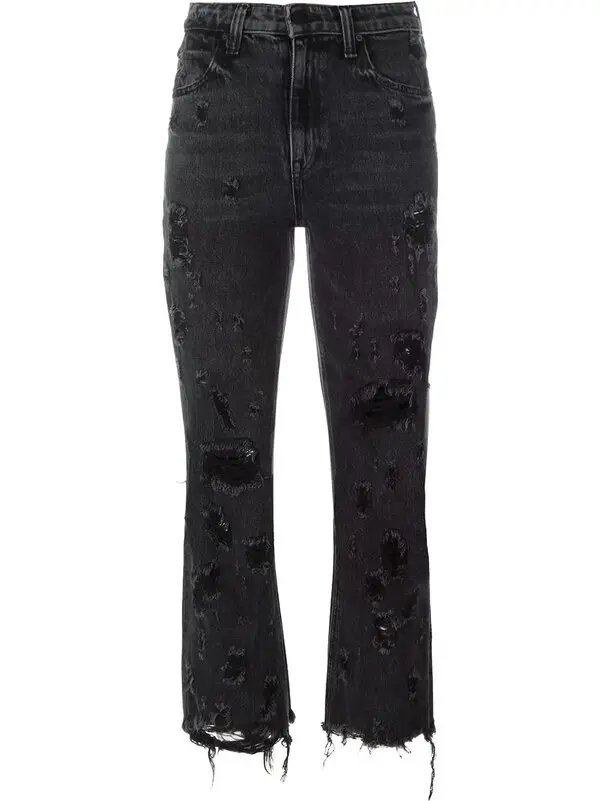 Alexander Wang Distressed Cropped Jeans - Black