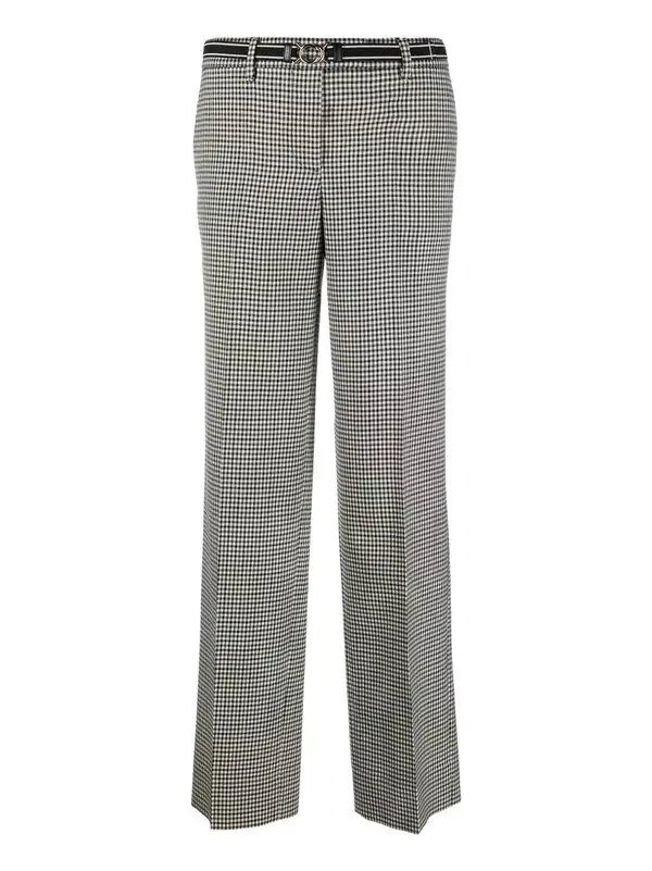 Miu Miu Gingham-check Straight-leg Trousers - Black