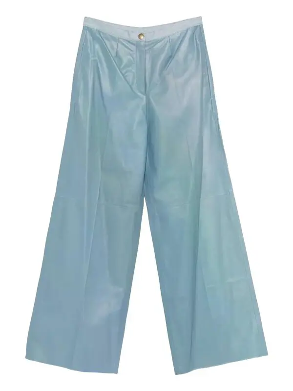FORTE_FORTE Leather Flared Trousers - Blue