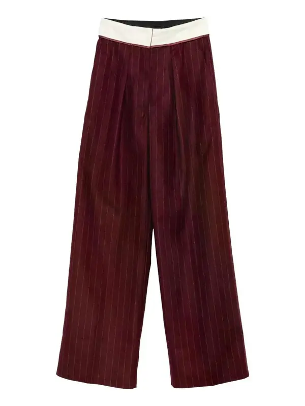 FORTE_FORTE Pinstripe Wide-leg Trousers - Red