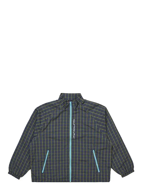 Supreme Plaid Track Jacket - Navy Blue