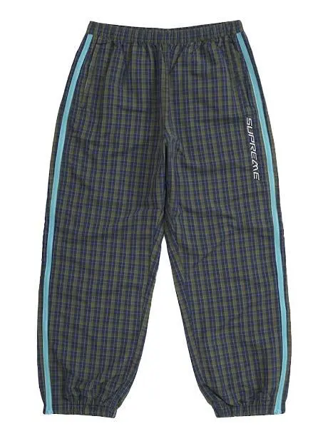 Supreme Plaid Warm Up Pant - Navy Blue
