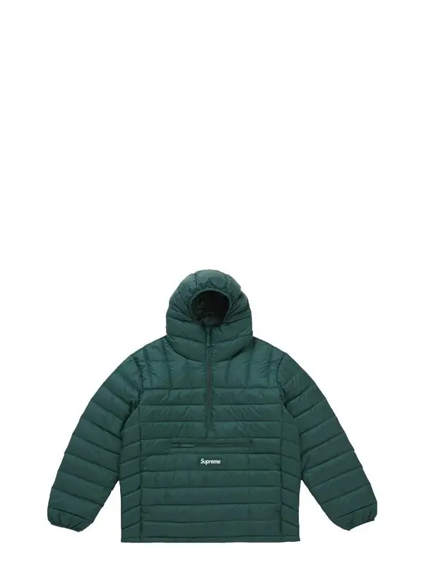 Supreme Micro Down Half Zip Hooded Pullover - Dark Green