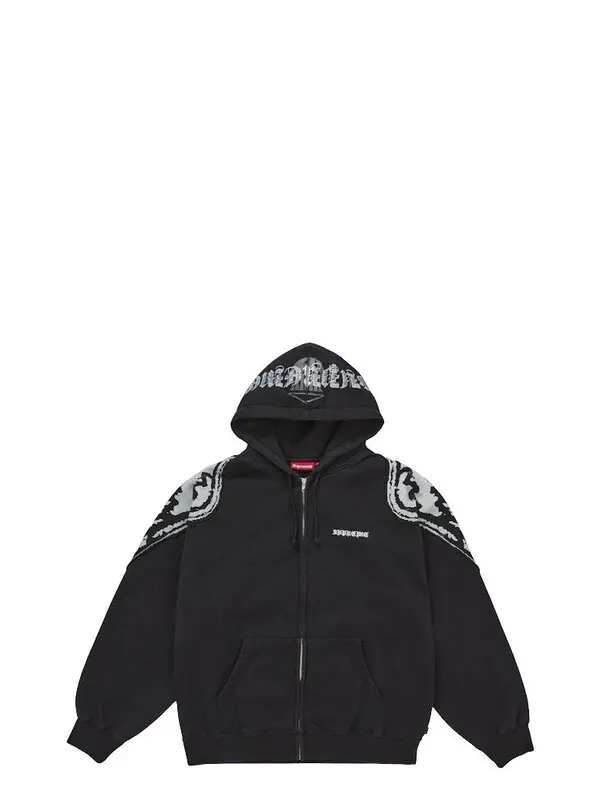 Supreme Wings Zip Up Hooded Sweatshirt - Black
