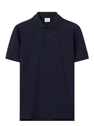 Burberry Monogram Motif Cotton Piqué Polo Shirt - Blue