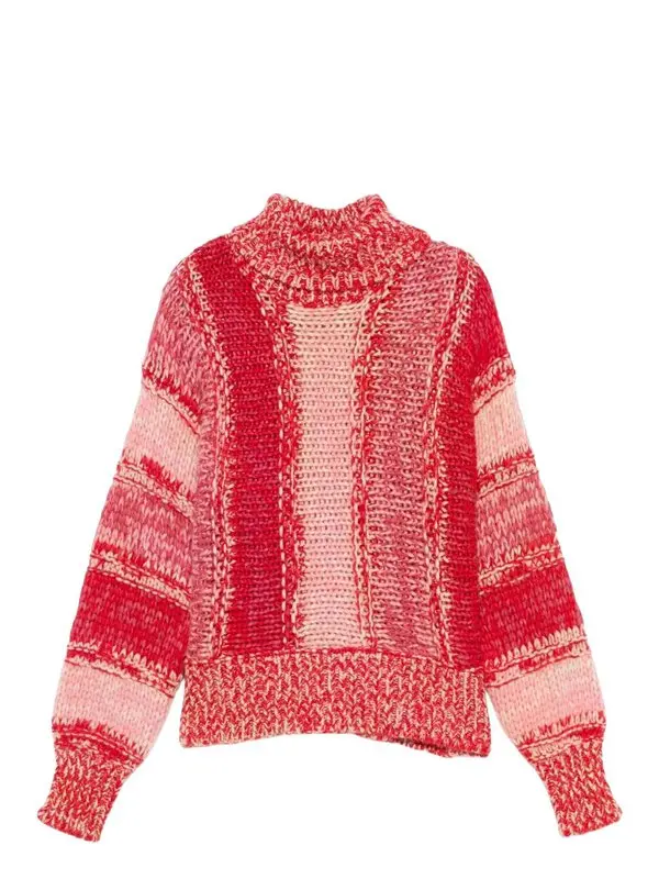 ROBERTO COLLINA Striped High-neck Sweater - F4638 Red
