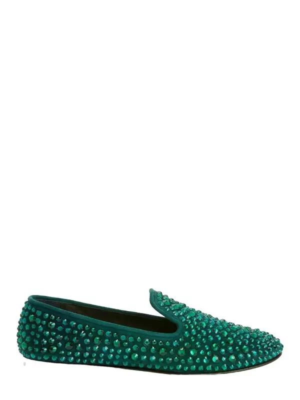 GIUSEPPE ZANOTTI Evangeline Crystal-embellished Loafers - Green