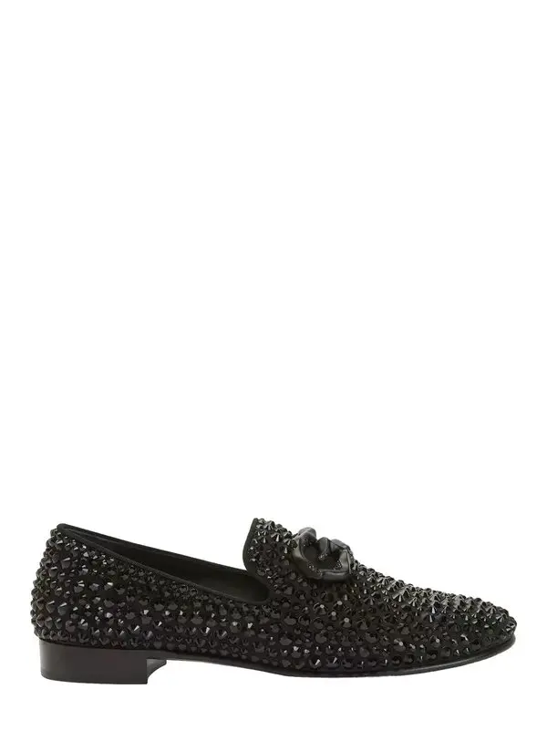 GIUSEPPE ZANOTTI Leopoldino Rhinestone-embellished Loafers - Black