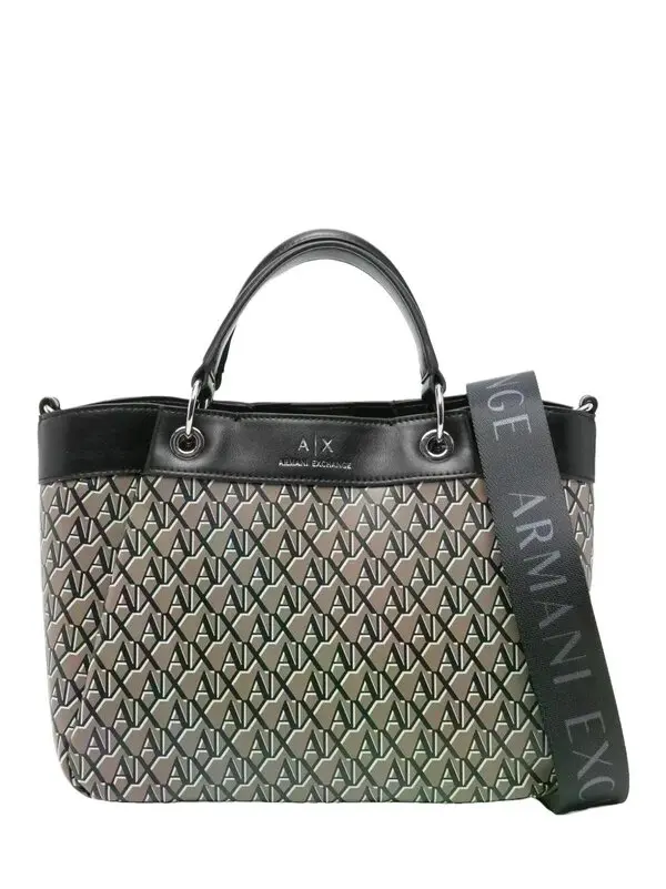Armani Exchange Monogram Pattern Tote Bag - Black