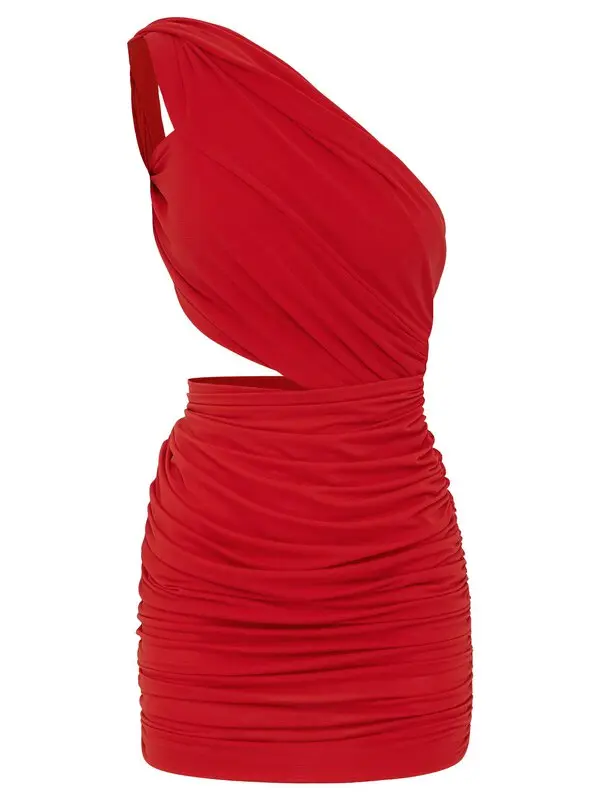 Alex Perry Asymmetric Crepe-jersey Mini Dress - Red