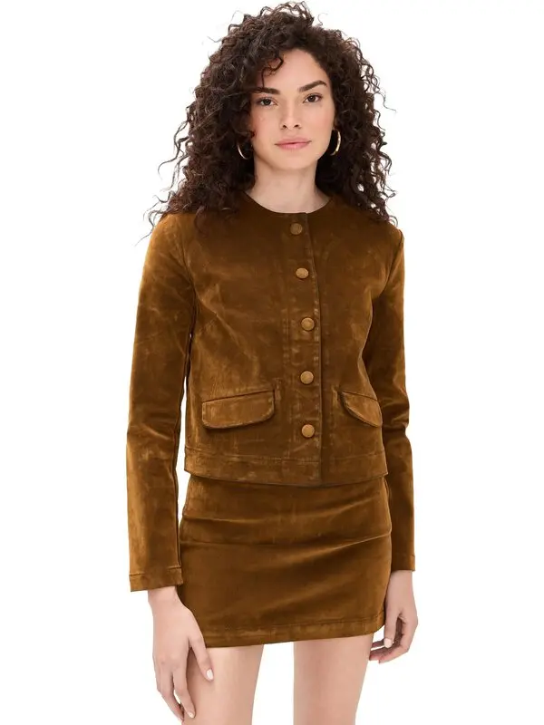 Joe's Jeans Flocked Velvet Jacket - Bronze Brown