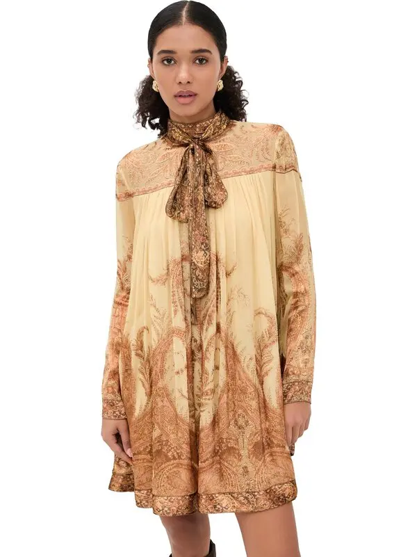 Zimmermann Hypnotic Batwing Mini Dress - Cream Paisley