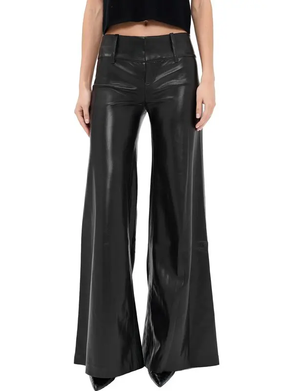 Alice + Olivia Olivia Vegan Leather Wide Leg Pants - Black