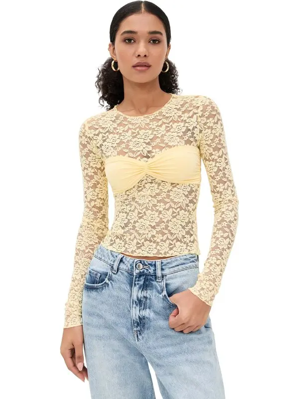Lioness Long Sleeve Lace Top - Vanilla Custard