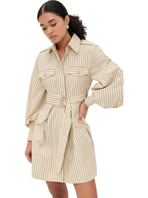 Zimmermann Memento Utility Mini Dress - Almond Stripe