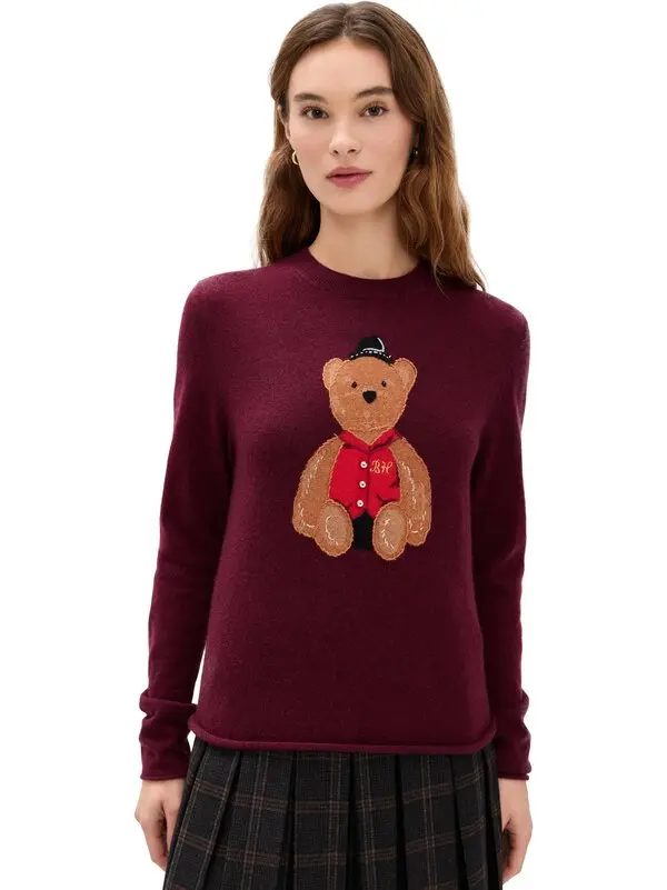 Lingua Franca Embroidered Cashmere Sweater - Maroon
