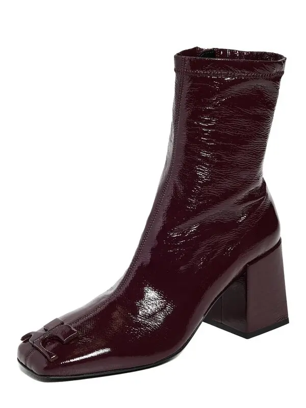 COURREGES Re Edition Vinyl Ankle Boots - Burgundy