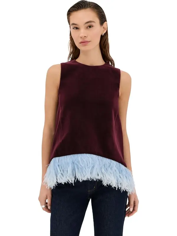 La DoubleJ La Scala Feather-trimmed Top - Solid
