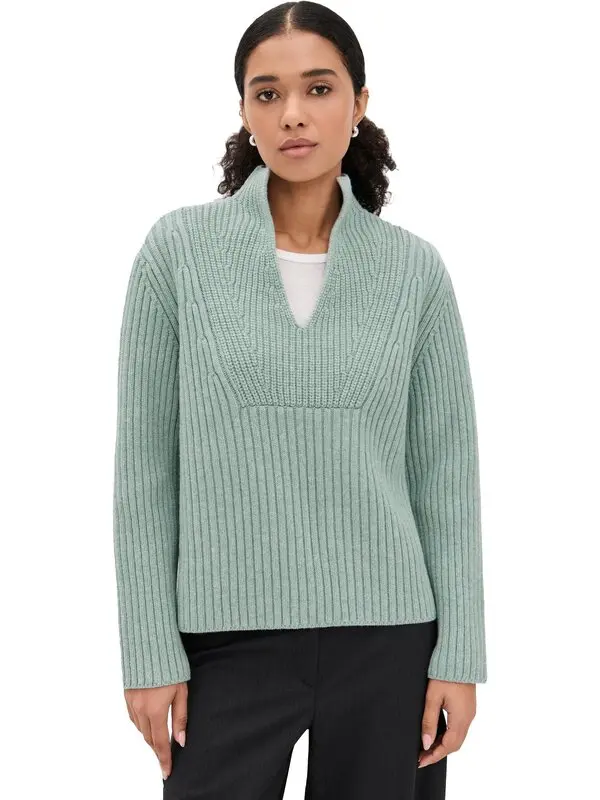Proenza Schouler White Label Meron Merino Wool Sweater - Sea Glass Melange