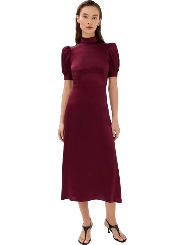 TANNER FLETCHER Cordelia Silk Midi Dress - Oxblood