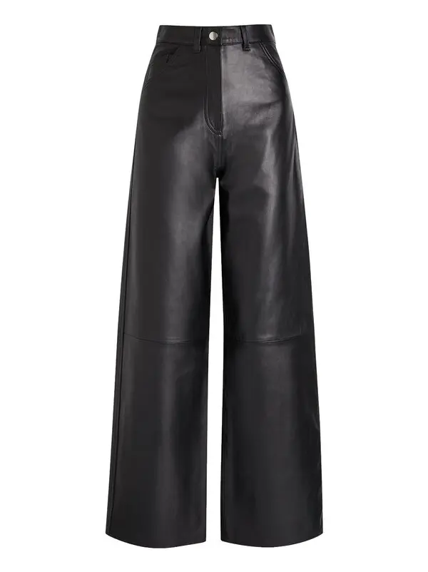 SKIIM Marcella Wide-leg Leather Trousers - Black