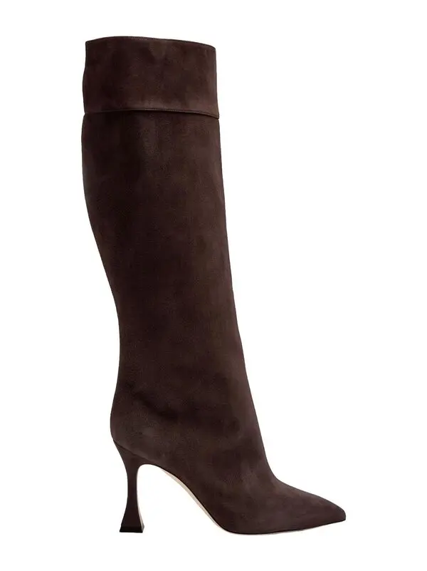 Manolo Blahnik Miralonepla 90 Suede Knee-high Boots - Brown