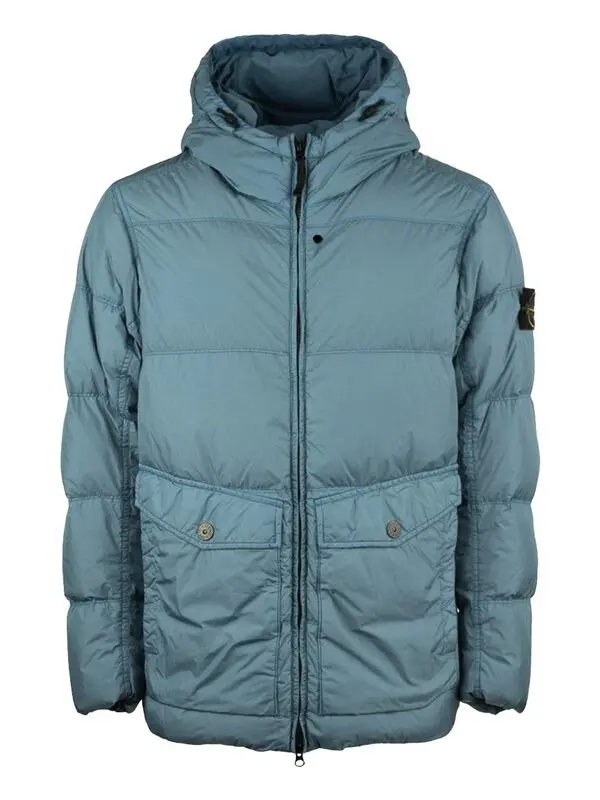 Stone Island Hooded Down Jacket - Blue