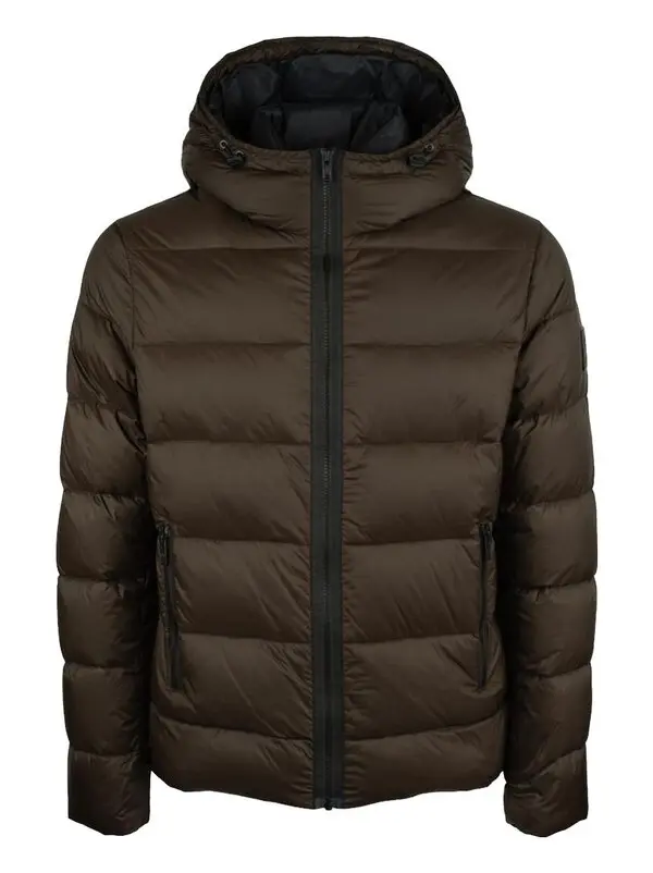FAY Calendered Poplin Double Front Down Jacket - Brown