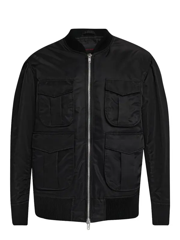 Simone Rocha Oversized Multi-pocket Satin Bomber Jacket - Black