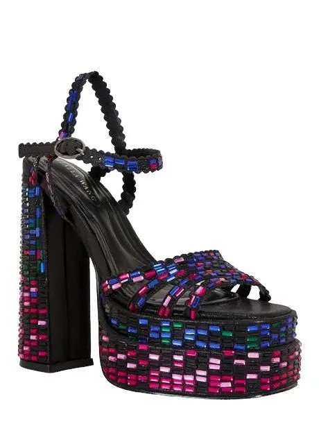 AZALEA WANG Birch Sequin Platform Sandal - Black Multi