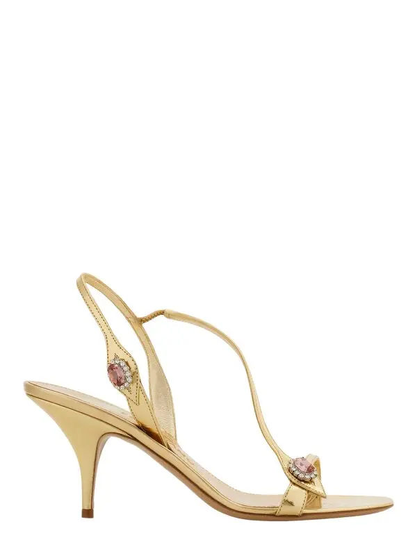 FERRAGAMO Crystal Embellished Sandals - Gold