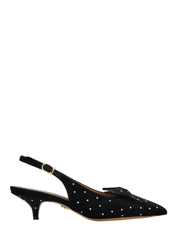 FERRAGAMO Slingback With Bow And Crystal Detailing - Black