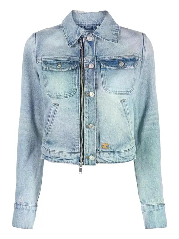 COURREGES Zip-up Denim Jacket - Blue