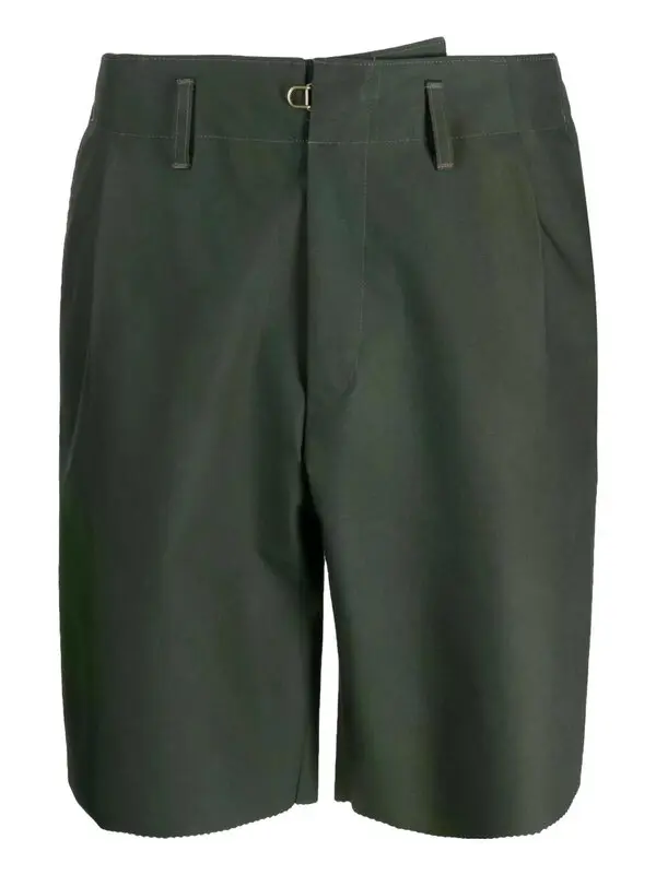 Kolor Pleated Wide-leg Tailored Shorts - Green