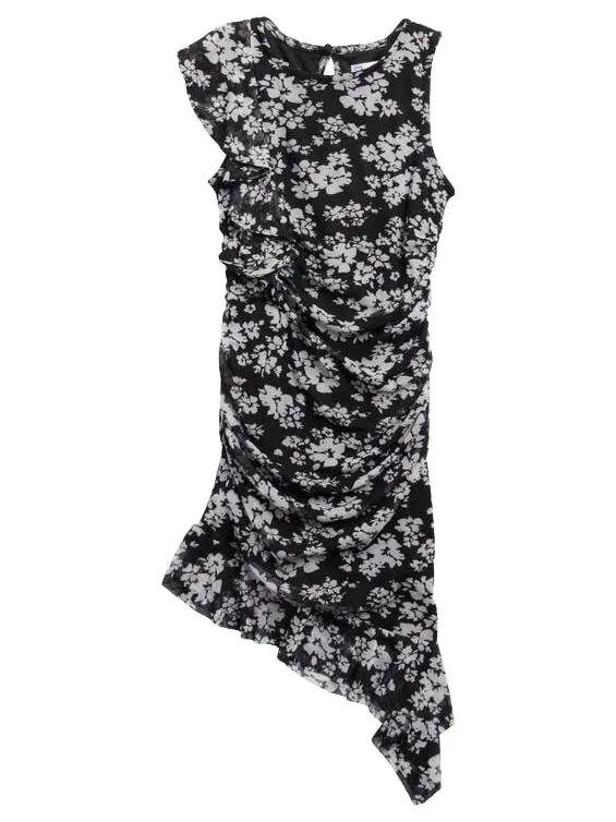 LOVE, NICKIE LEW Asymmetric Ruffled Dress - Black/ivory