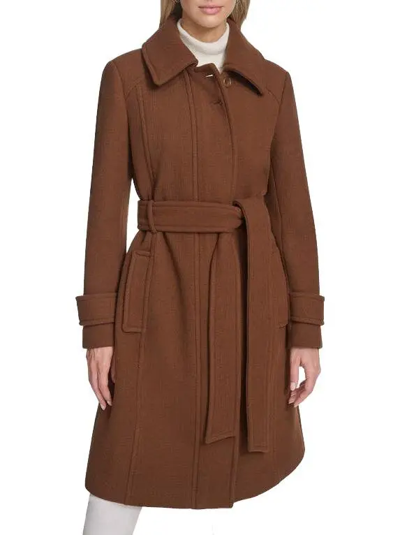 Andrew Marc Lawley Wool-blend Belted Trench Coat - Clay