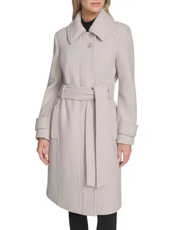 Andrew Marc Lawley Wool-blend Belted Trench Coat - Pearl