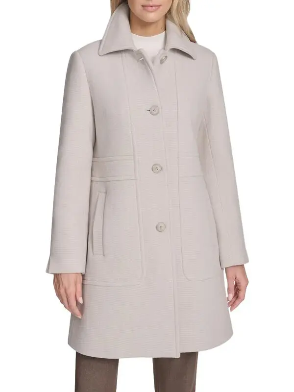 Andrew Marc Emmeline Wool-blend Basket Weave Coat - Pearl