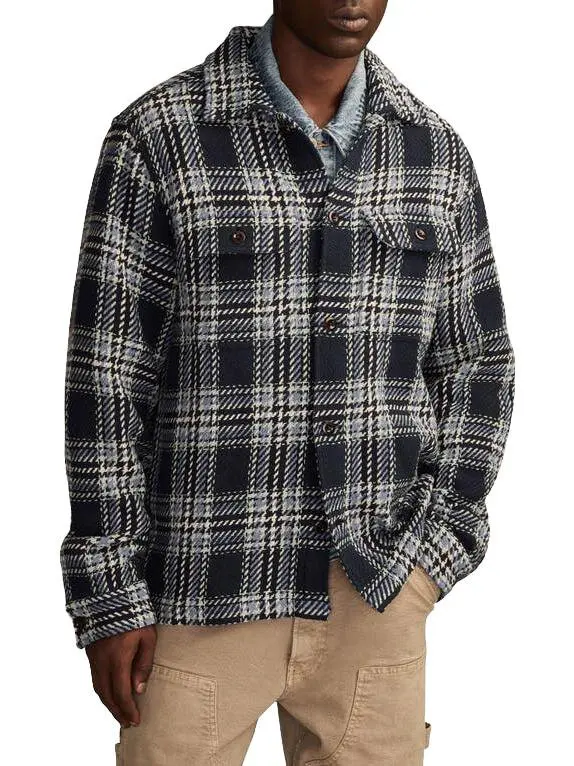 Lucky Brand Plaid Twill Shirt Jacket - Navy Multi
