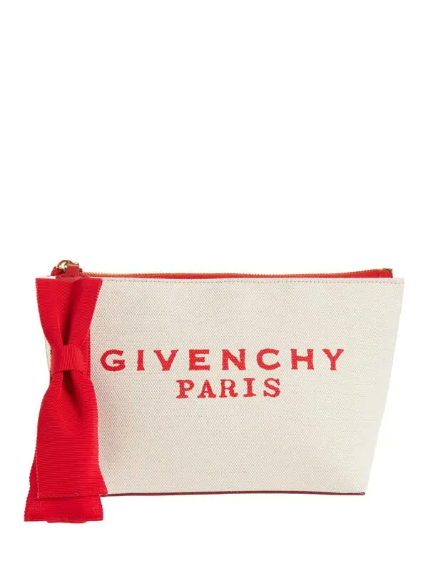 Givenchy Small Logo Canvas Wristlet Pouch - 289-beige/red