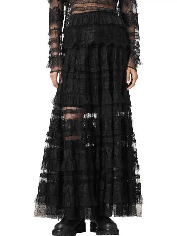 ALLSAINTS Arlea Lace & Tulle Skirt - Black