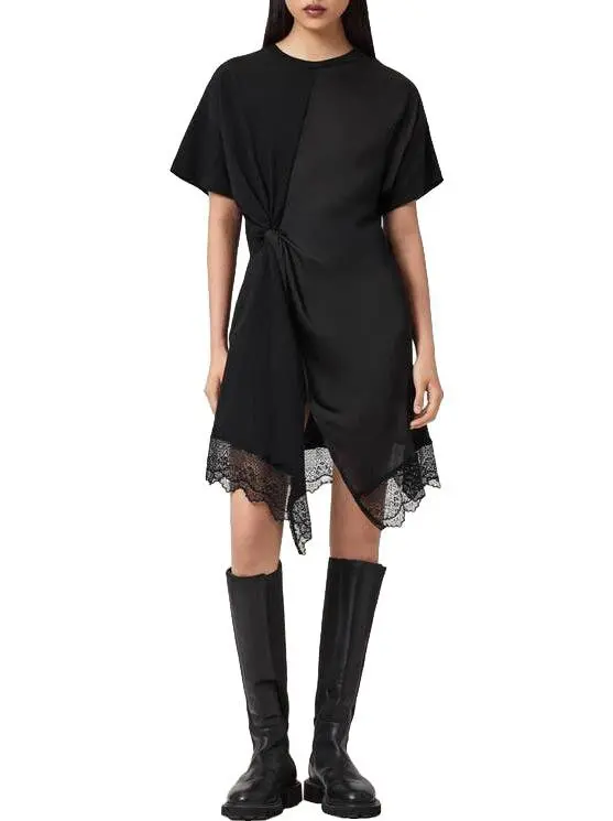 ALLSAINTS Lana Lace Hem Mini Dress - Black